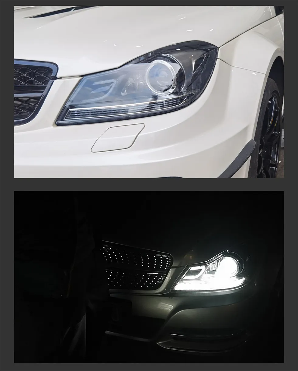 Xenon LED Headlights VW DRL Light C Style Headlight Assembly For W204 ...