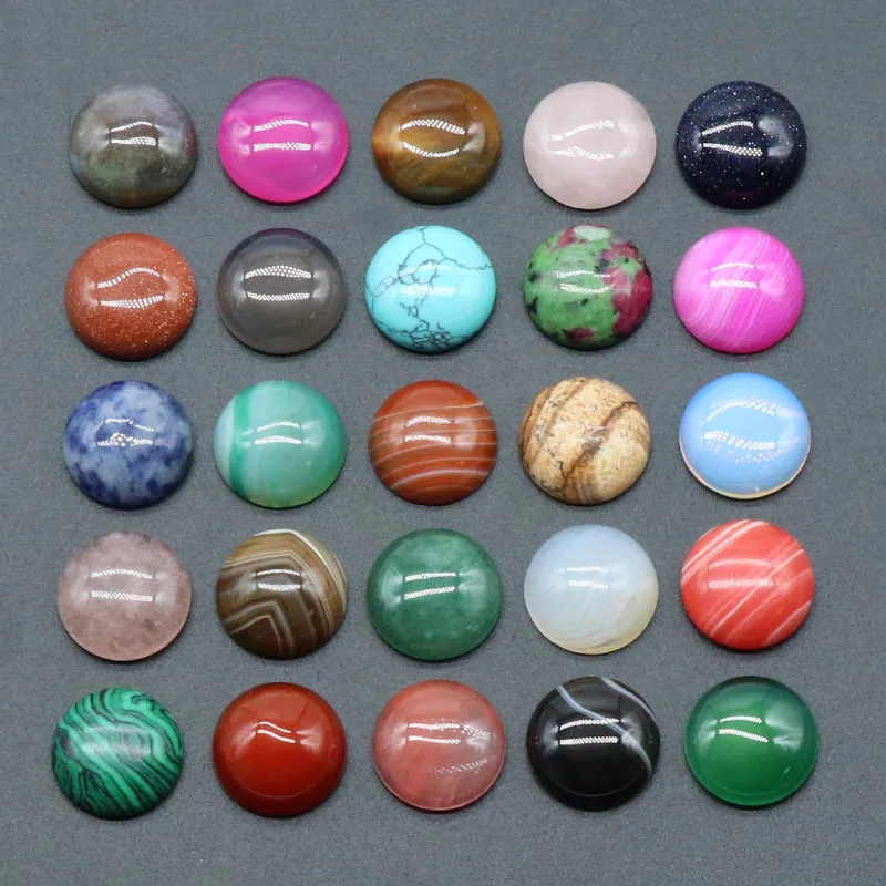 Natural Stone Cabochon Small Glass Beads Semi Precious Round Caboils In ...