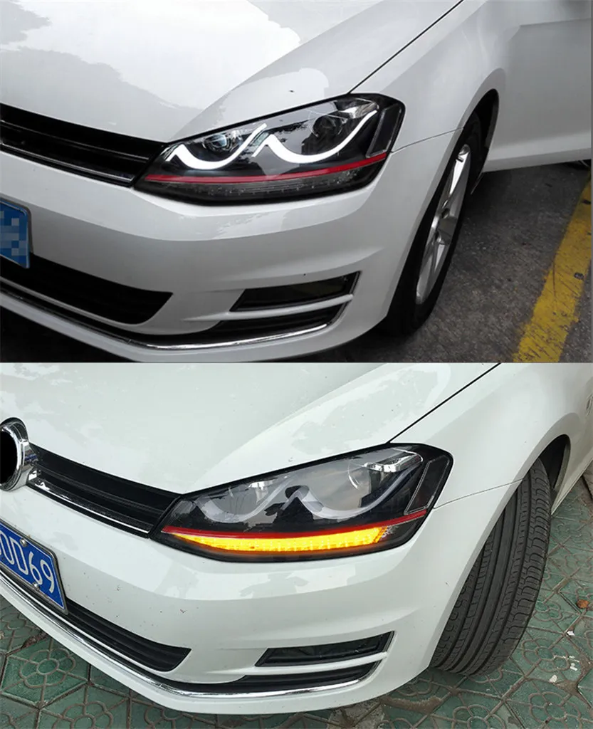 VW Golf 7 MK7 Headlights: 2013-2017 LED DRL, Bi-Xenon Beam, Front ...