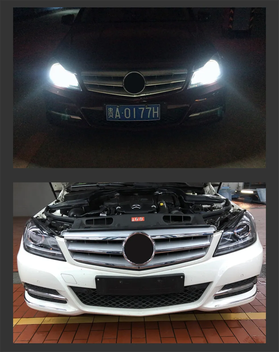 Xenon LED Headlights VW DRL Light C Style Headlight Assembly For W204 ...