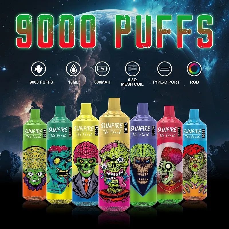 Sunfire Rnm Tornado 9000 Puff 9k 10k E Cigarettes Jetables