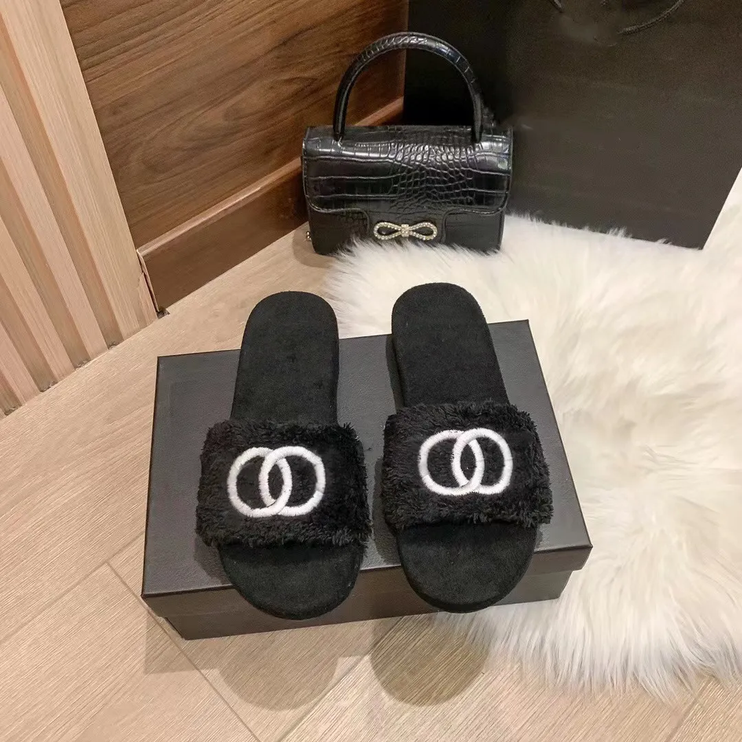 Faux Fur Ladies Slippers: Winter Plush Platform House Slippers Full ...