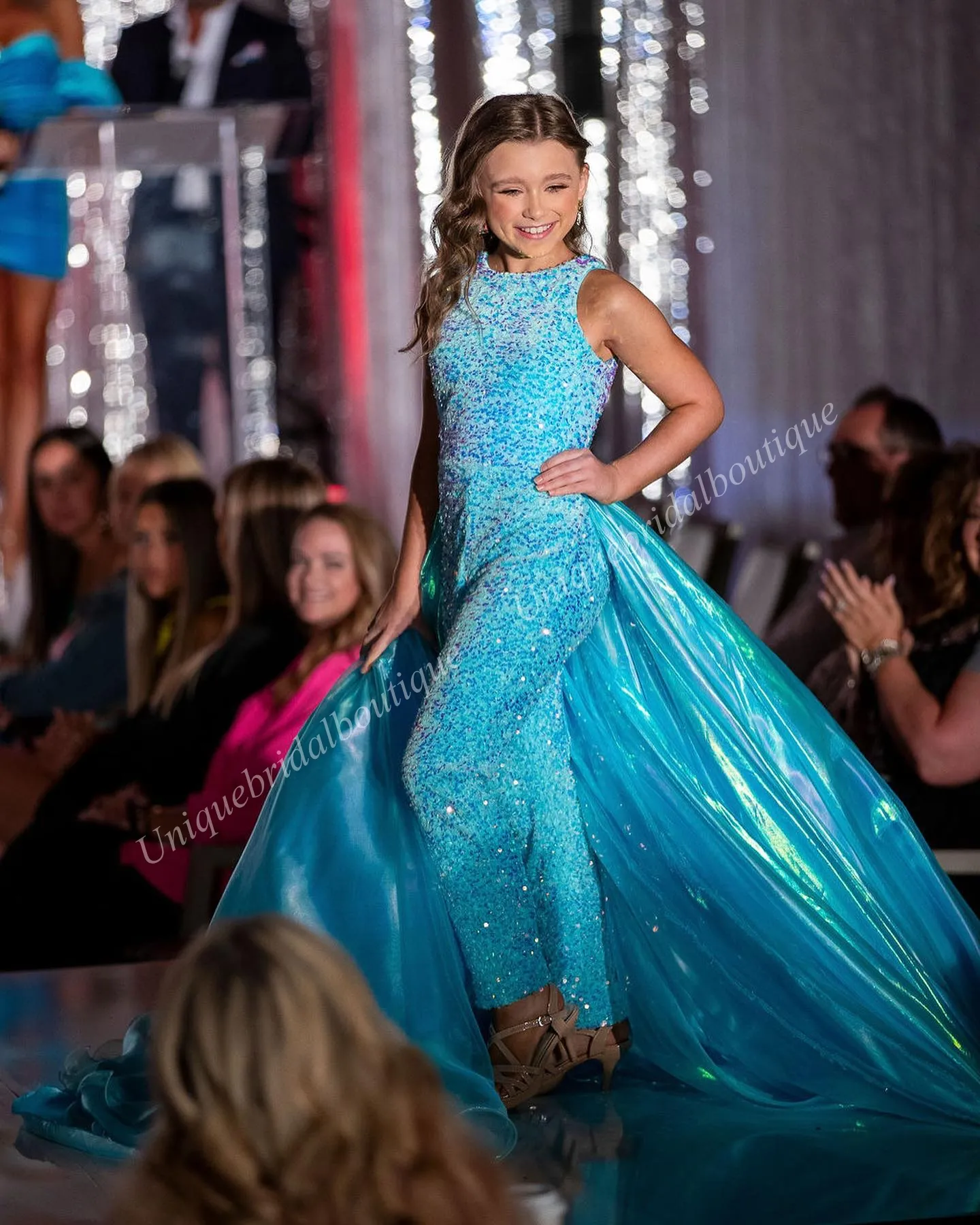 Girls' Pageant Jumpsuit Dress: Organza Overskirt Romper Gown for ...