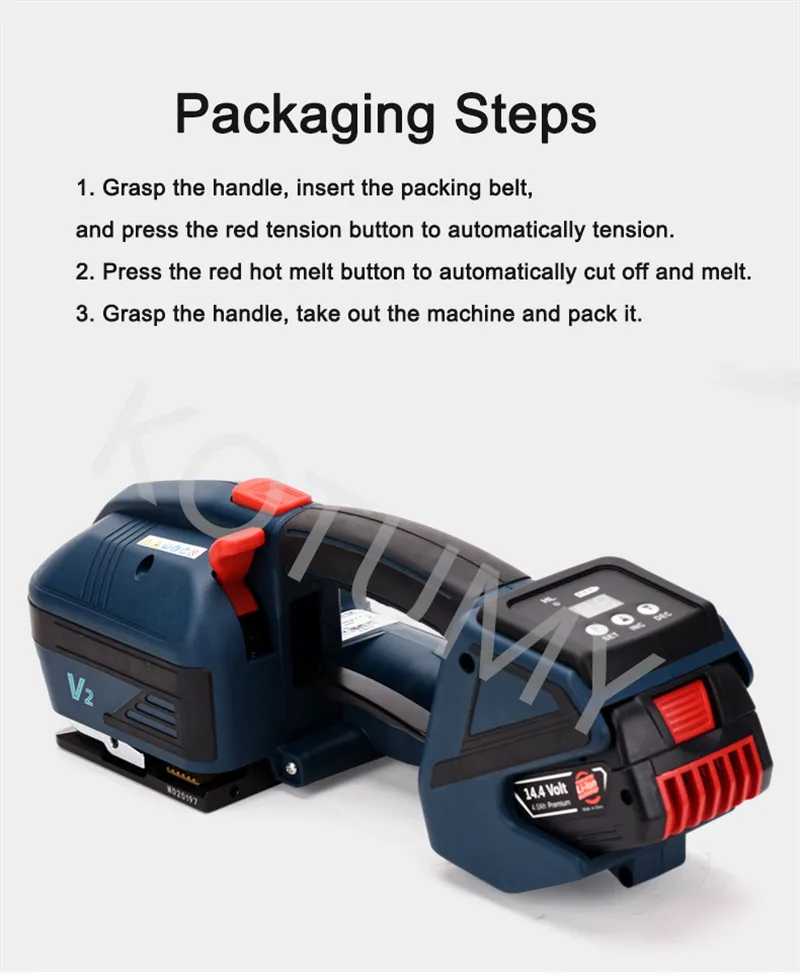 Portable Electric Strapping Tool For 11mm 16mm PET/PP Straps Battery ...
