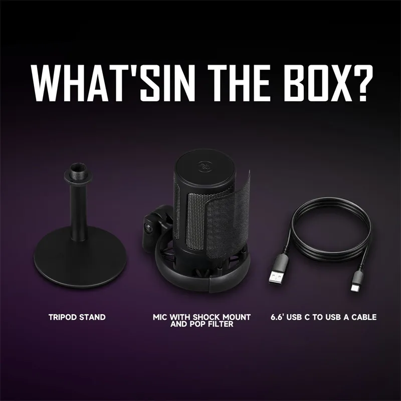 USB Gaming Microphone RGB Led Lights Computer K Song Recording Mobile ...