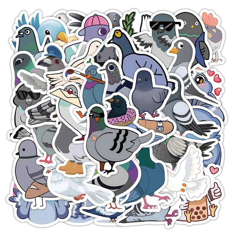 Bird Window Stickers, Cute Pigeon Decals: Vinyl Graffiti Stickers For ...