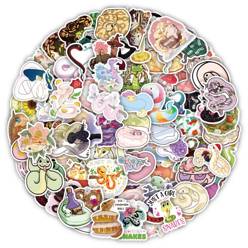 Cartoon Snake Stickers Cute Serpent Decals For Kids, Skateboard, Car ...