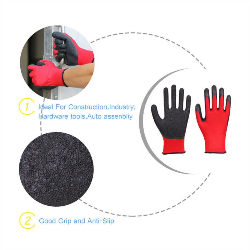 Heavy-Duty Work Gloves: Anti-Slip Grip, Durable Cotton Polyester ...