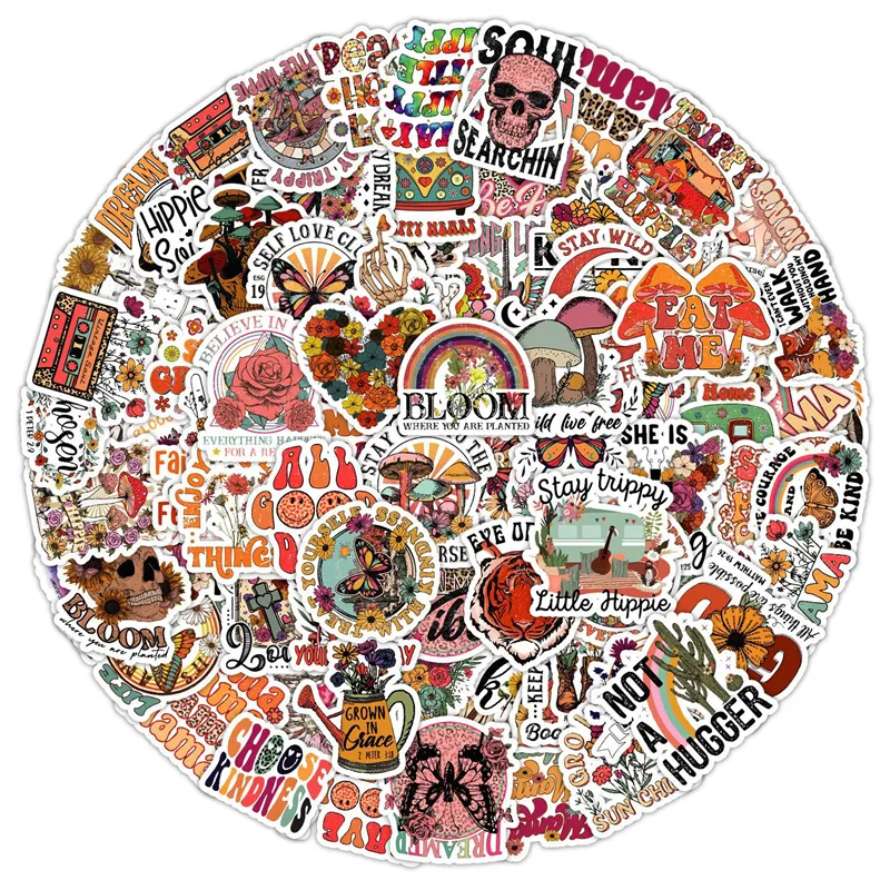 Vintage Hippie Stickers Peace Love Graffiti Kids Toy Skateboard Car ...
