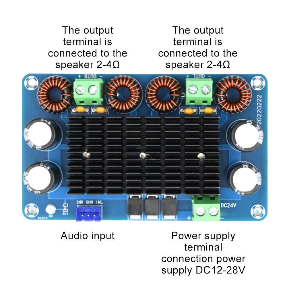 DC 12V-28V XH-A284 High Power Digital Audio Amplifier Board Module with ...