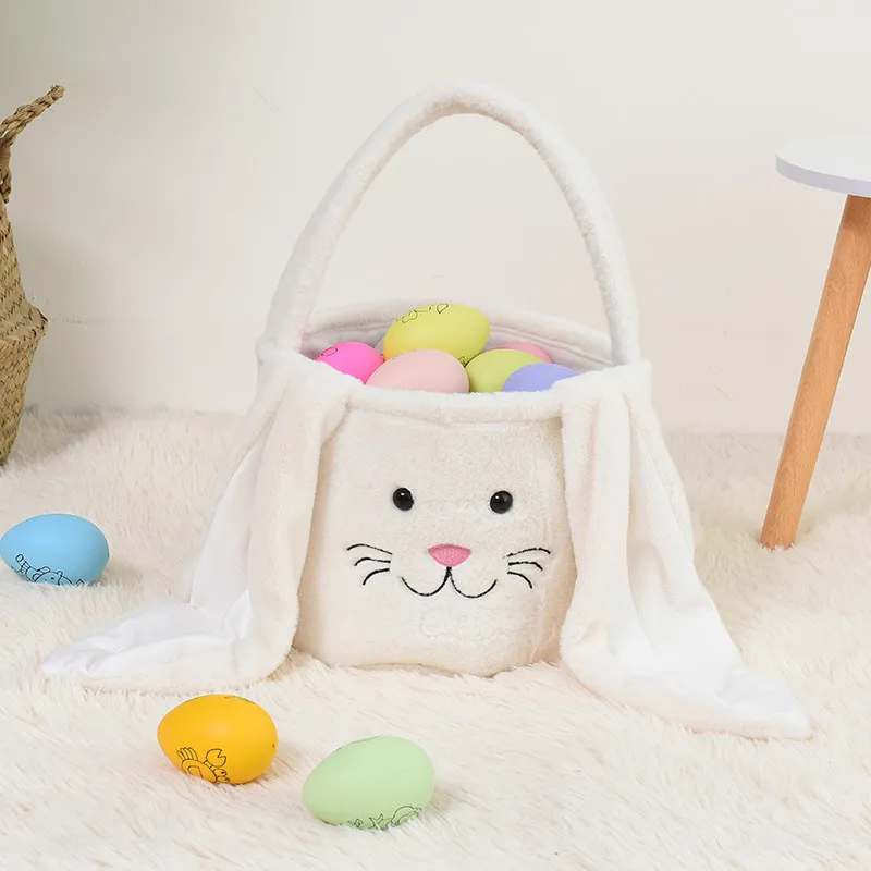 DIY Flannel Bunny Bucket Bag Baskets Egg Hunt Handbag 3D Rabbit Ears ...