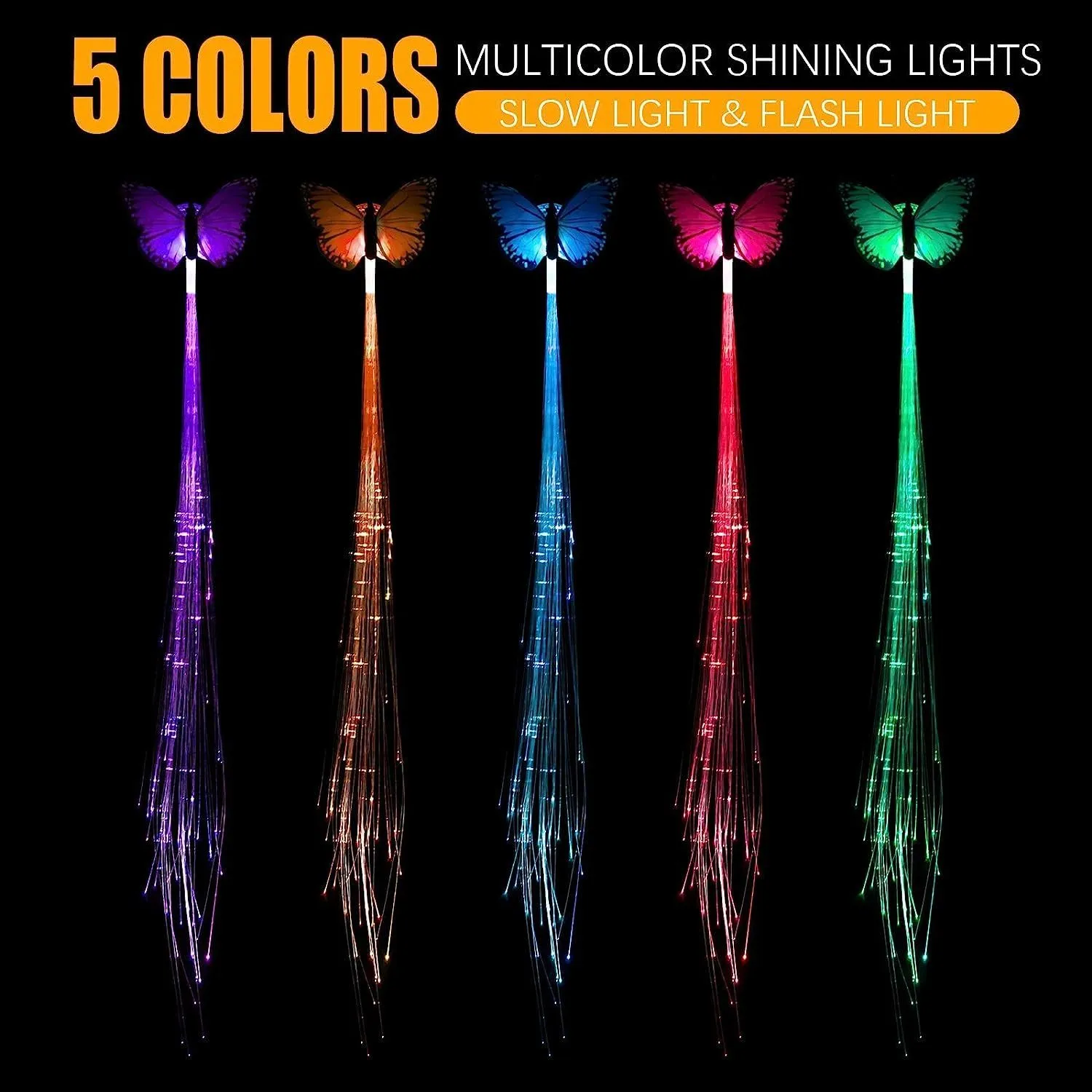 10 Pack LED Light Up Fairy Glitter Hair Tinsel For Women And Girls Glow ...
