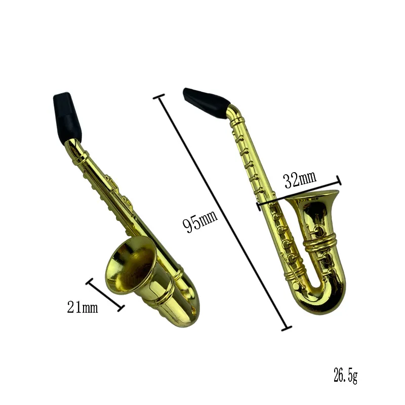 Saxophone Smoking Pipe, Metal Dry Herb Tobacco Pipe With Filter Screen ...