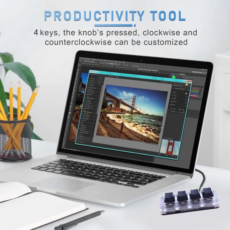 Programmable Macro Keyboard Knob USB RGB 3 Key 1 Knob Mini Gaming Keypad, Copy Paste, Mechanical ...