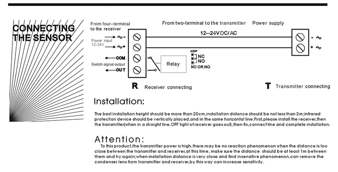 DC/AC 12~24V Waterproof IP55 Photocells Automatic Gate Door Safety ...