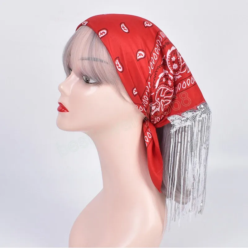 Sequin Tassel Scarf for Women - Bling Head Scarf, Fringe Bandana ...