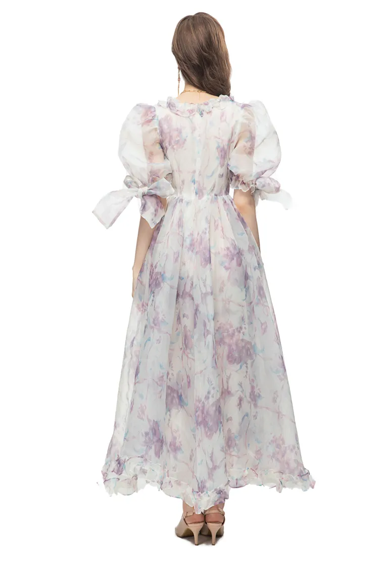 Bow Detail Organza Dress V Neck Runway Dress | DHgate