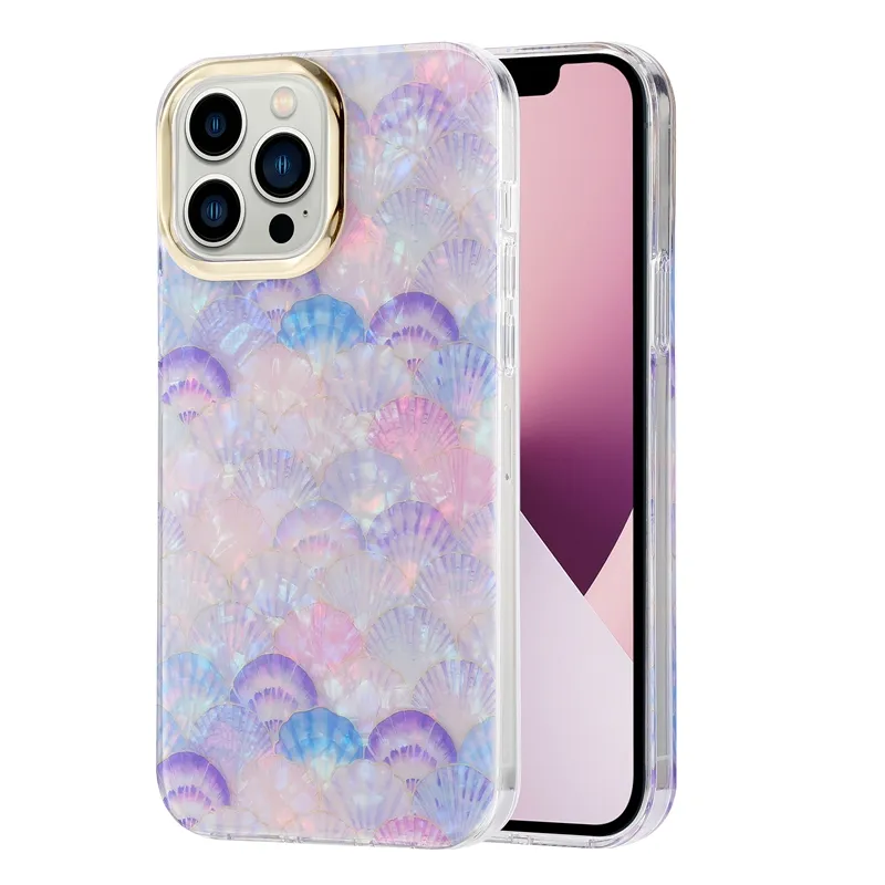 Metallic Rainbow Leopard Marble Fish Scale Shell IMD TPU burga phone ...