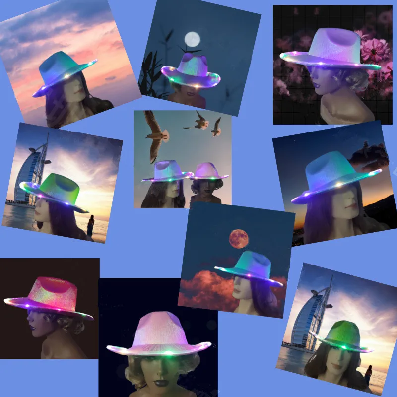 Light Up Cowboy Hats, Neon Cowgirl Hat: Colorful Rave Fluorescent Hats ...