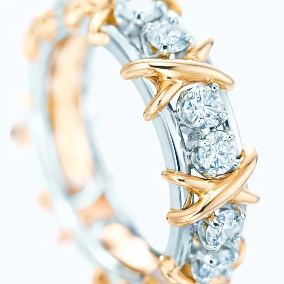 Luxury Diamond Zirconia Ring For Women & Men Designer Cross Connected ...