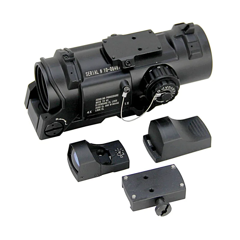 Tactical 1x 4x Magnification Dual Role Scope Red Illuminated Mil Dot ...