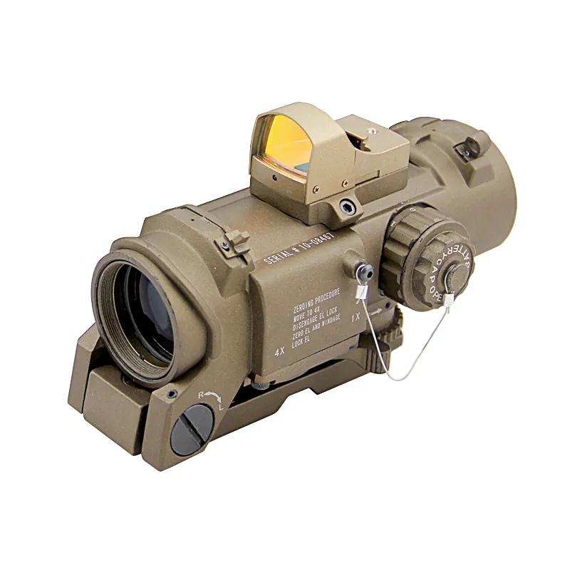 Tactical 1x 4x Magnification Dual Role Scope Red Illuminated Mil Dot ...