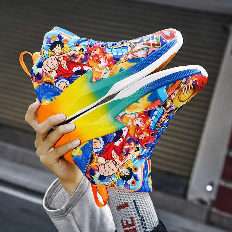DHgate.com:Youth Multicolor Cartoon High Top Basketball Sneakers: Lace ...