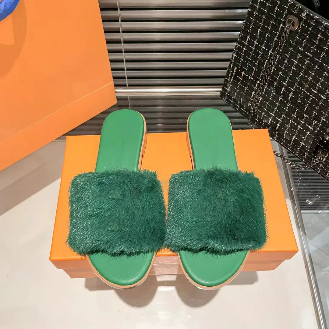 Lock It Flat Mule Slippers Mink Leather Comfort Slides With Fur Lining ...