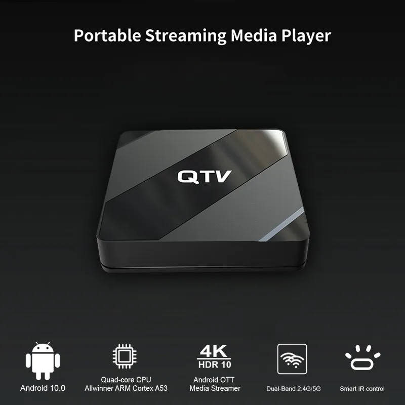 QTV X5 Android 10,0 TV Box Receptor De Middleware Allwinner H616 2GB 8GB 2,4G 5G WiFi 4k OTT ...