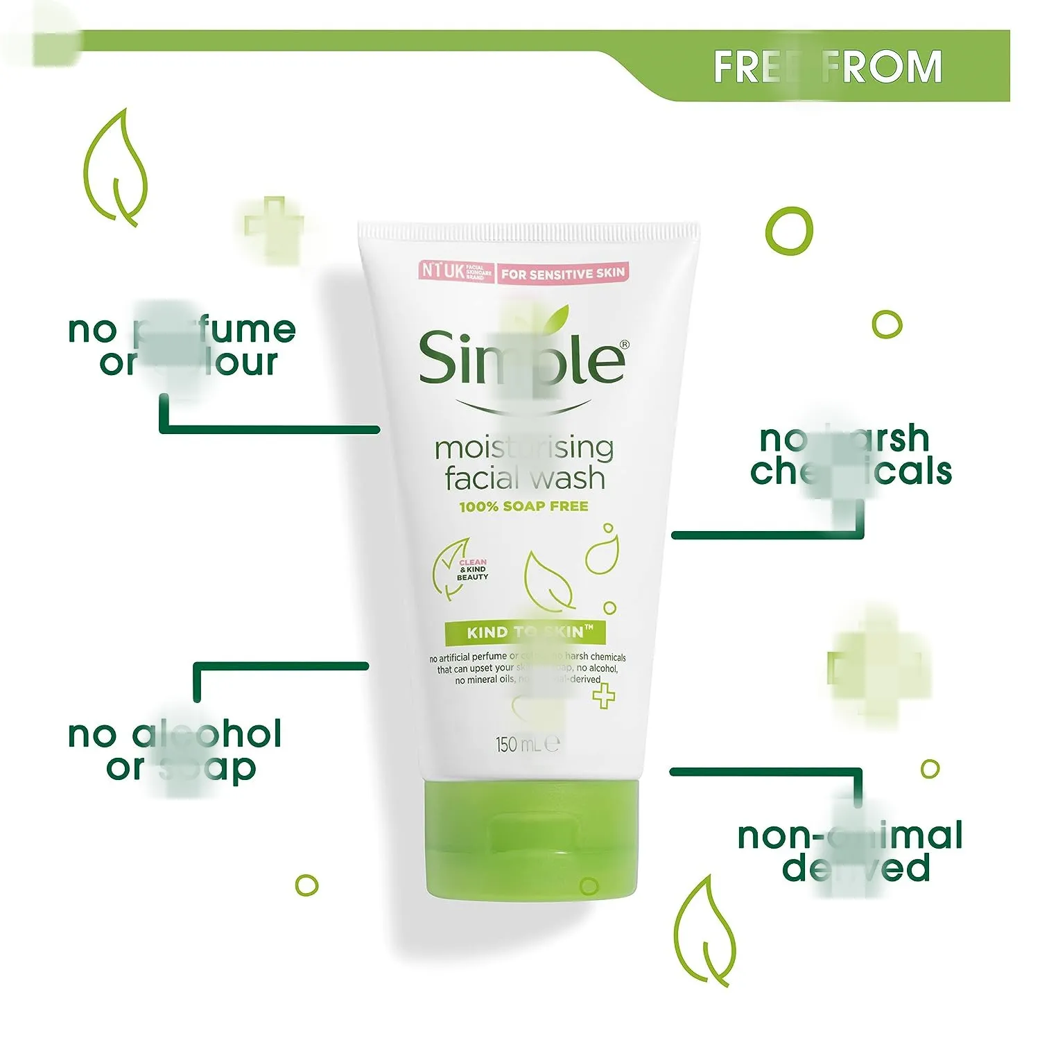 Simple Moisturizing Face Wash, 150ml, Gentle Daily Skin Care Routine ...