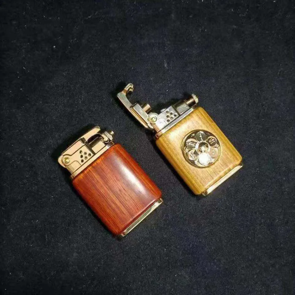 Kerosene Lighter, Elegant Wood Shell Flint Lighter With One Key ...