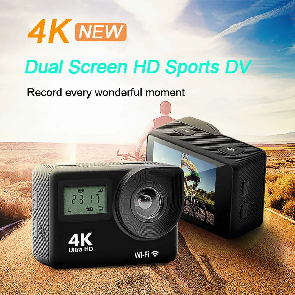4K Ultra HD Dual Screen Action Camera: 16MP WiFi Waterproof Sports DV ...