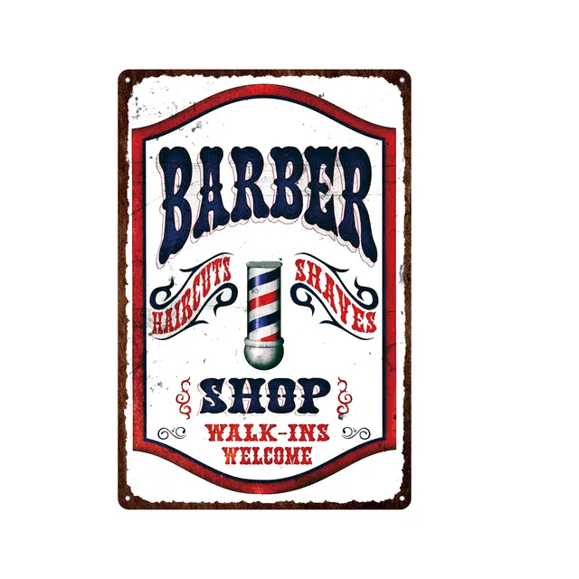 Retro New Art Painting Hair Cut And Shaved Metal Signs Classic Barber ...