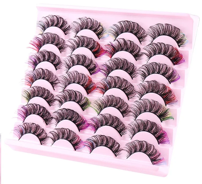 Multilayer Thick Colored Eyelashes Natural Looking Handmade D Curled ...