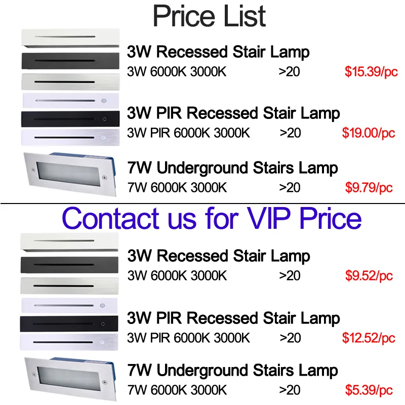 Indoor Staircase Lights: 3W Recessed LED Step Lights, AC85 265V ...
