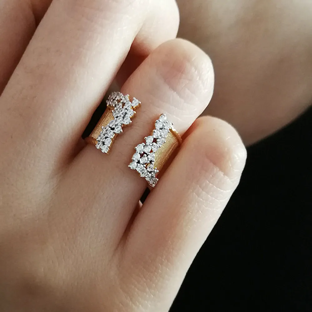 Index Finger Ring Female Gold Color Wide Band CZ Stone Statement Ring ...