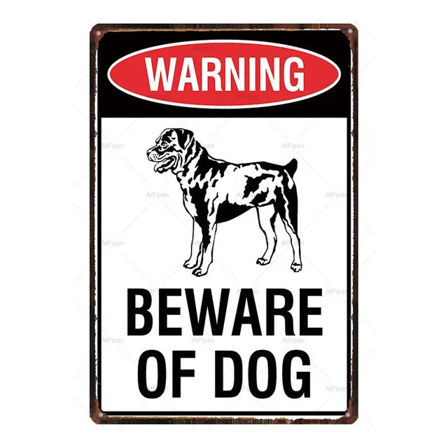 Beware Of The Dog Tin Sign Warning Cat Sign Shabby Chic Plaque Metal ...