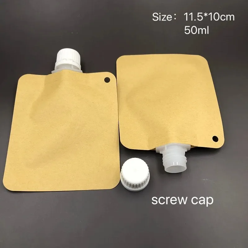 Wholesale 50ml Kraft Paper Spout Pouch For Liquid Drinks Disposable ...