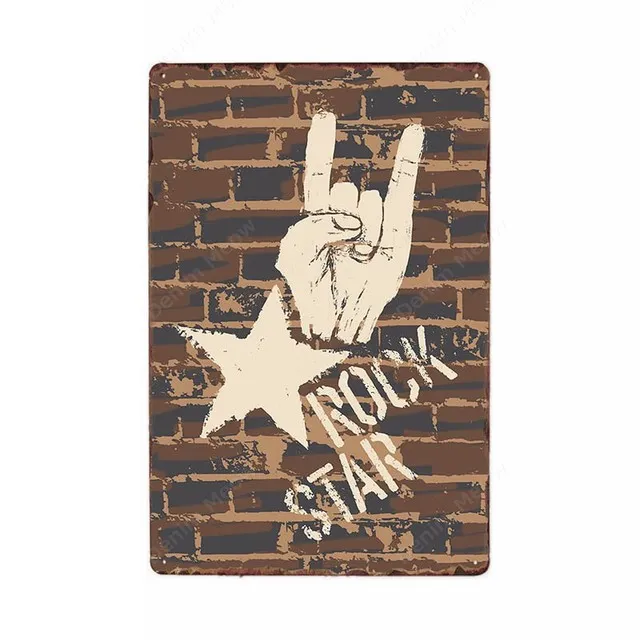 Rock Music Vintage Tin Sign Rock Roll Metal Art Poster Hard Rock Star ...