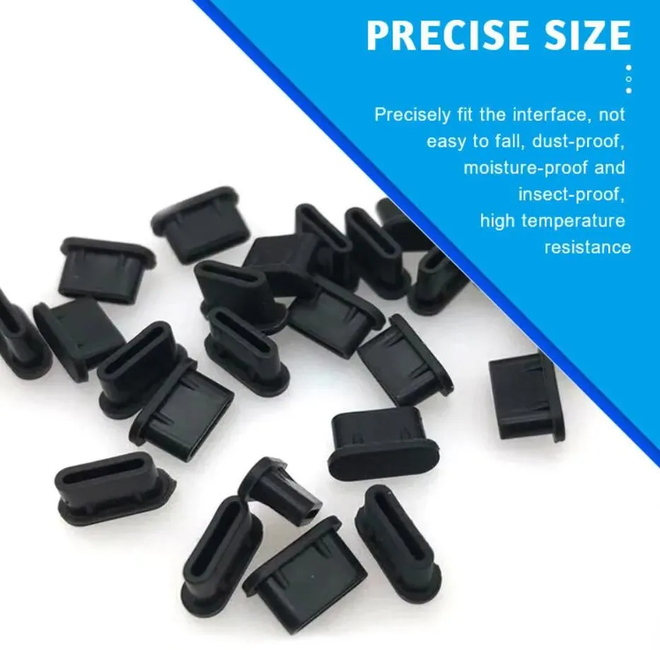 Small Black Anti Dust Gadgets Silicone Usb Female Type C Port Rubber ...
