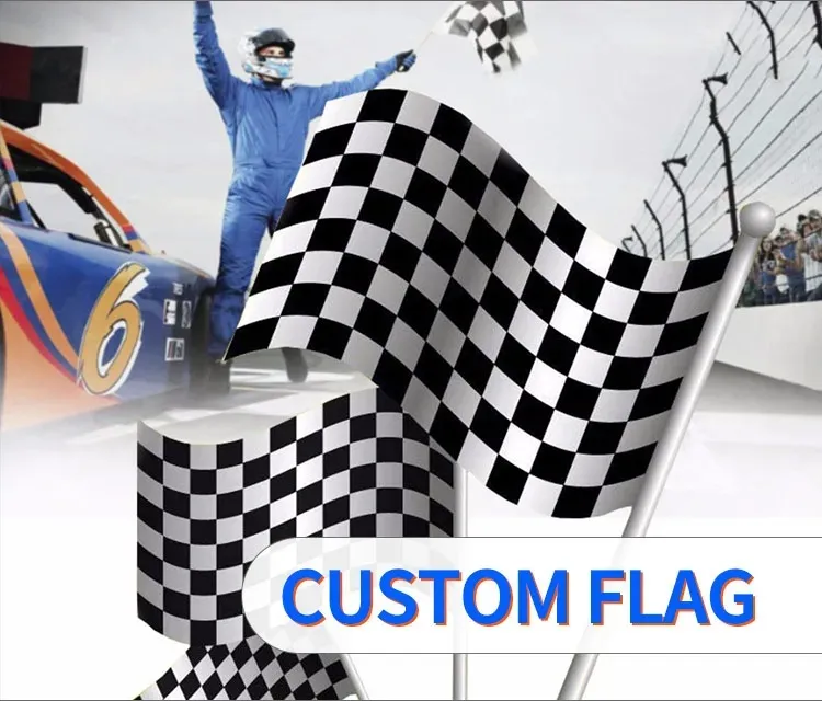 Checkered Race Car Flag: Black And White Grid Hand Signal Flags ...