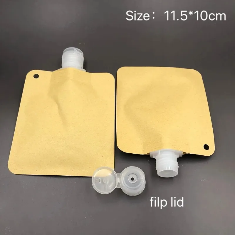 Wholesale 50ml Kraft Paper Spout Pouch For Liquid Drinks Disposable ...