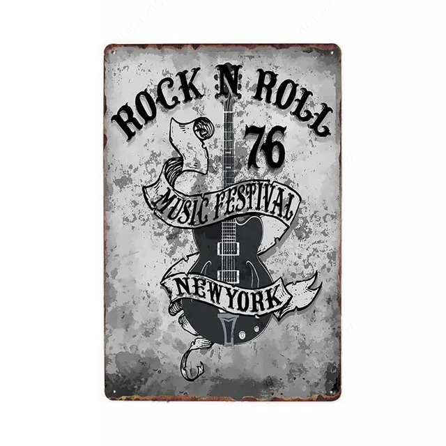 Rock Music Vintage Tin Sign Rock Roll Metal Art Poster Hard Rock Star ...