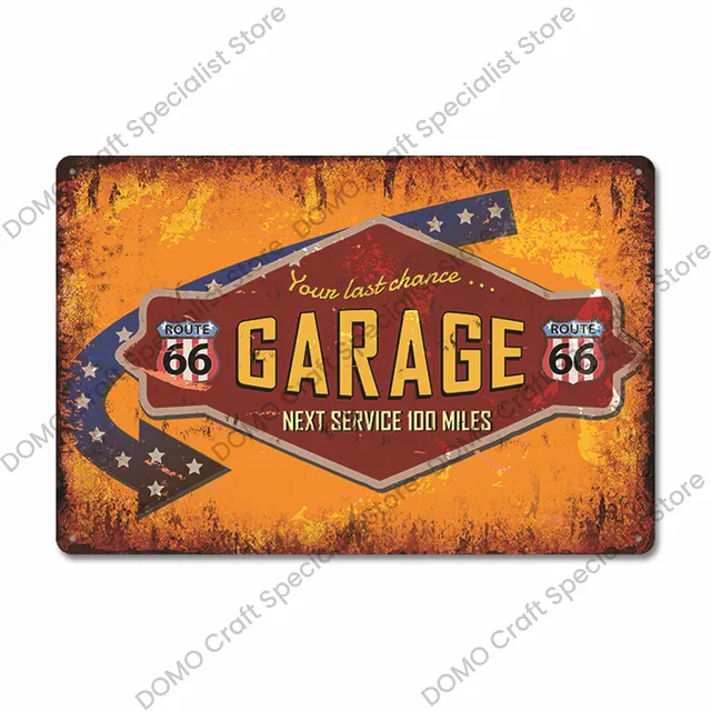 Garage Metal Garage Tin Signs Poster Vintage Route 66 Car Metal ...