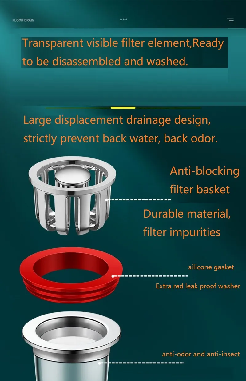 Universal Deodorant Floor Drain Core: Silicone, Magnetic Suction, Anti ...