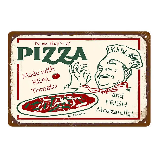 Fast Food Menu Art Tin Sign Milk Bread Pizza Brioche Nostalgic Tin ...