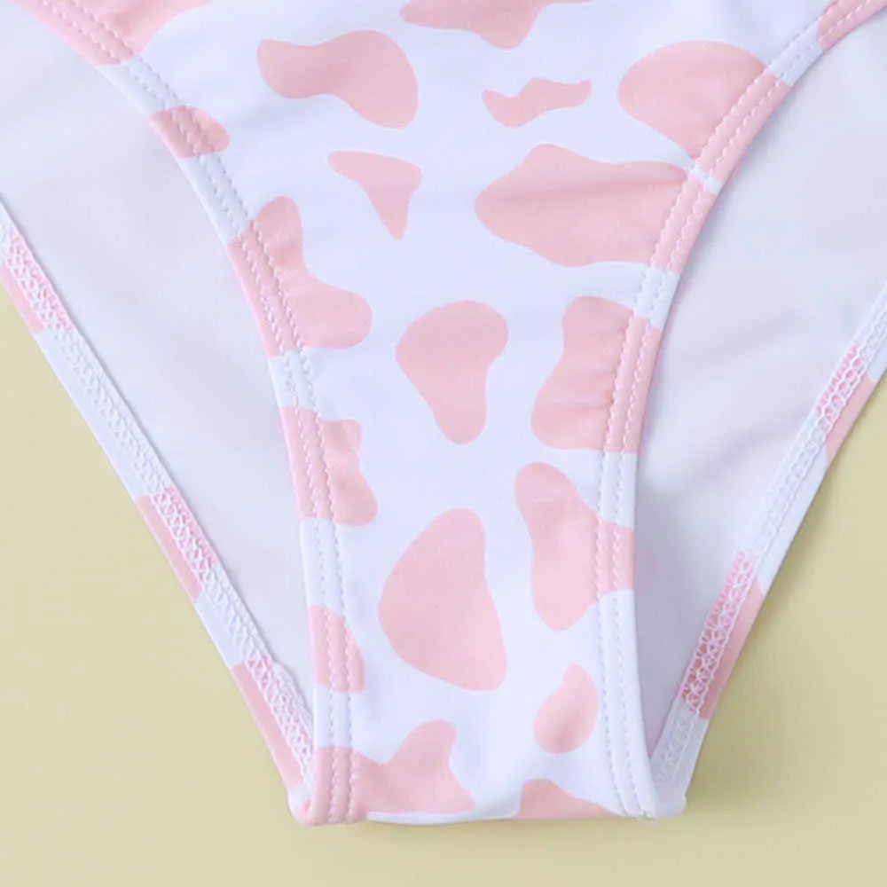 Cow Print Two Piece Swimsuit Set Back For Girls, 7 14 Years, With ...