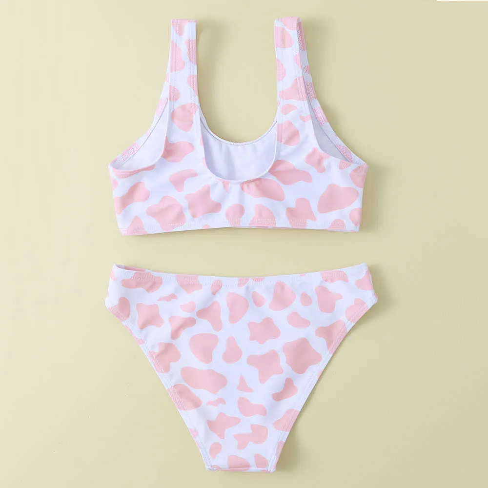 Cow Print Two Piece Swimsuit Set Back For Girls, 7 14 Years, With ...