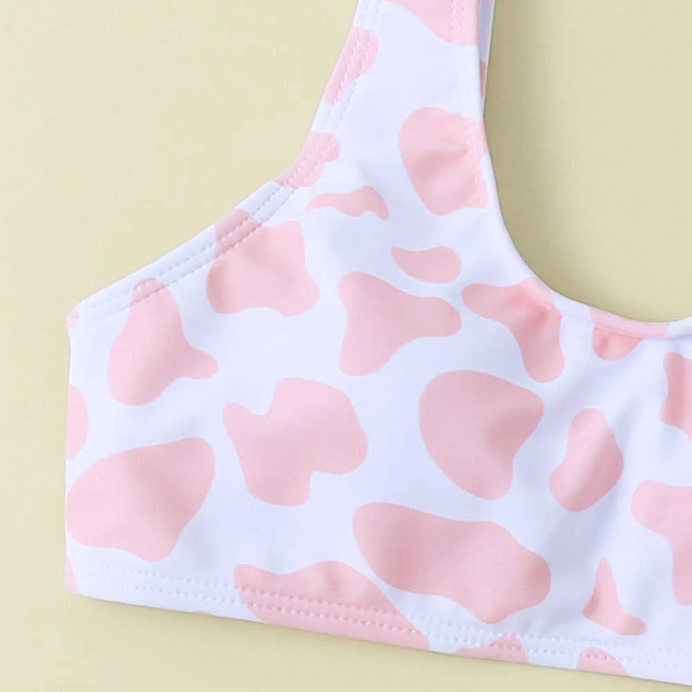 Cow Print Two Piece Swimsuit Set Back For Girls, 7 14 Years, With ...