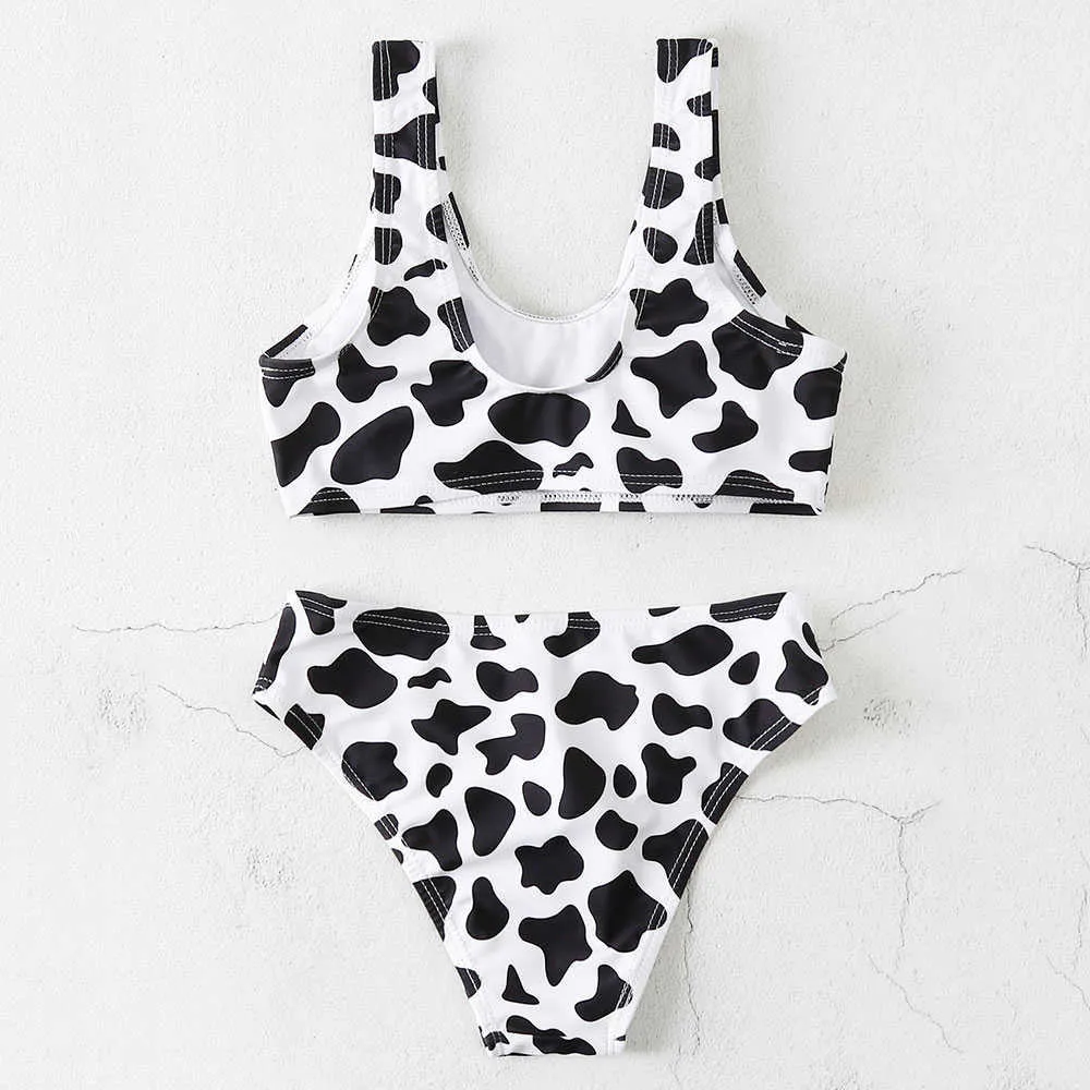 Cow Print Two Piece Swimsuit Set Back For Girls, 7 14 Years, With ...